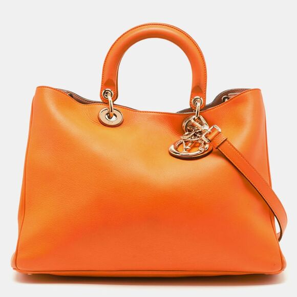 Dior | Bags | Dior Orange Leather Large Diorissimo Shopper Tote | Poshmark